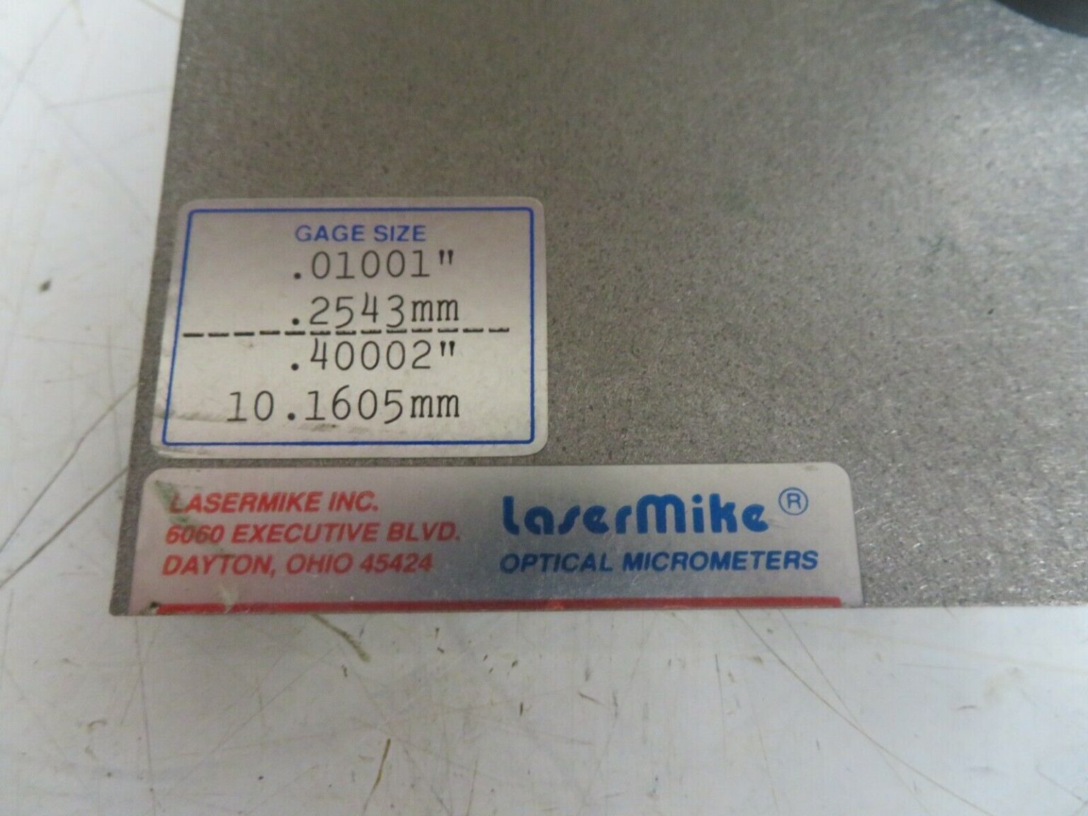 LaserMike calibration Standard – Laser Micrometer – .01001" – OQ42 ...