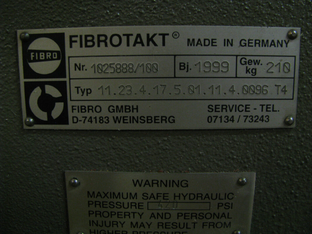 Fibro Fibrotakt Indexer/ Rotary Table Vetrical Hydraulic 11.23.4 400mm ...