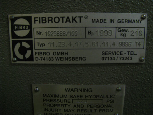 Fibro Fibrotakt Indexer/ Rotary Table Vetrical Hydraulic 11.23.4 400mm ...