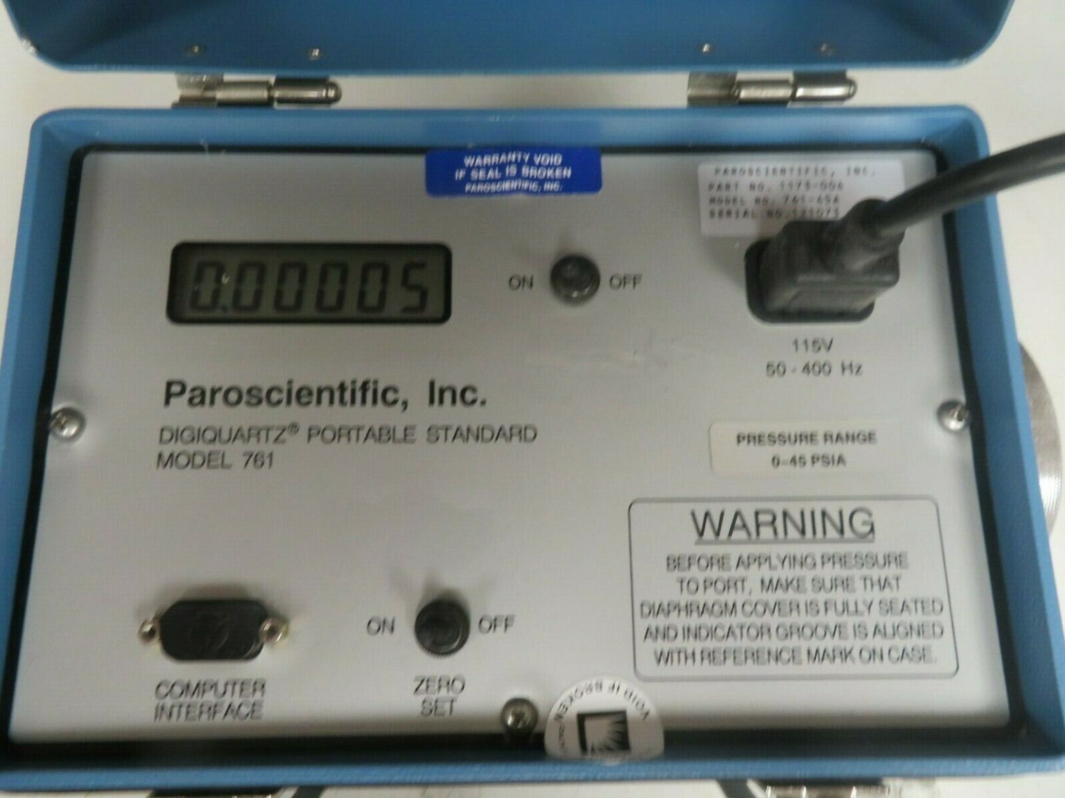 Paroscientific Digiquartz Portable Standard – mdl. 761-45a, 0-45 psia ...