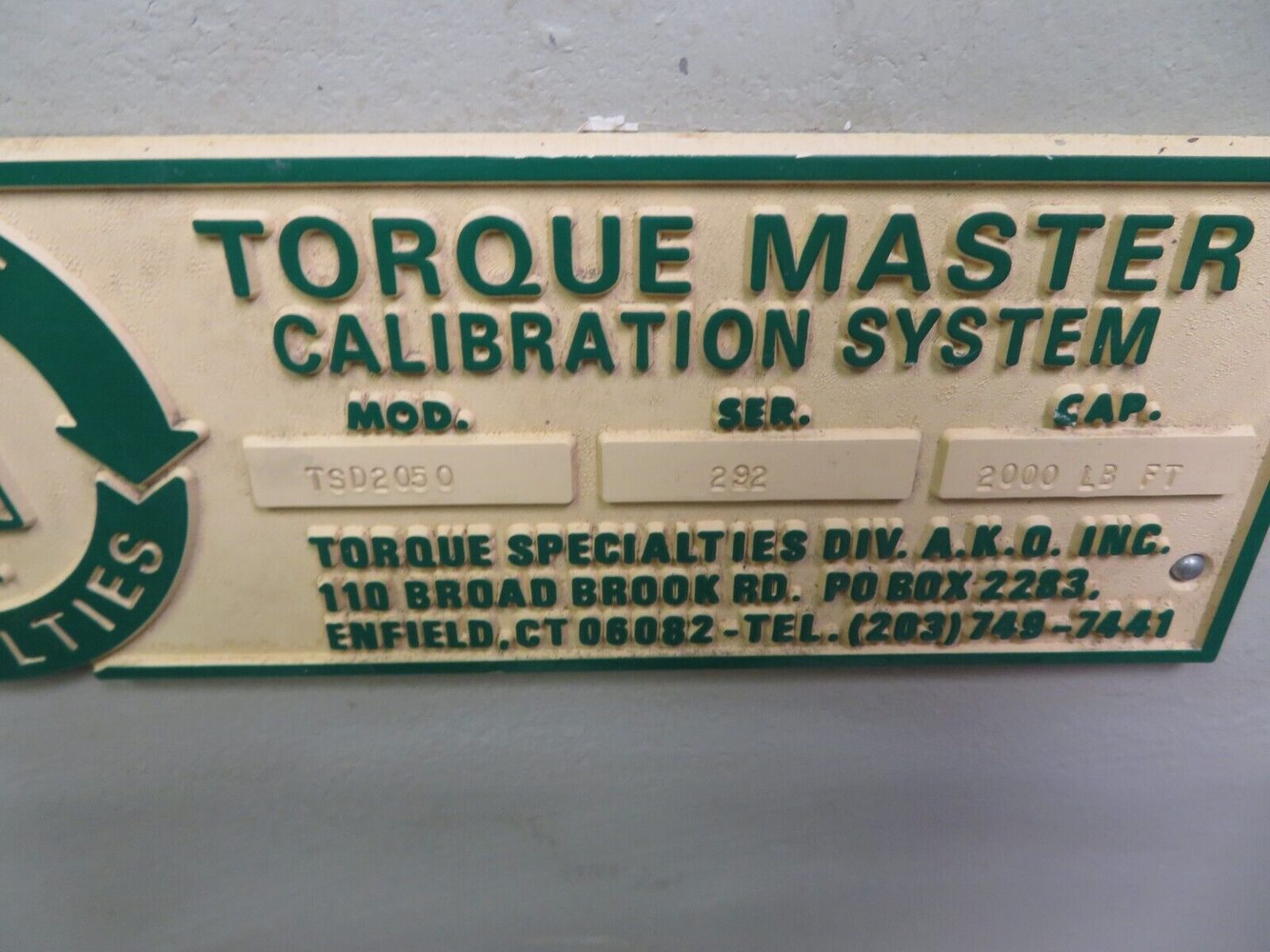 AKO Torque TSD-2050 1000 FT/LB Torque Wrench Calibration System ...