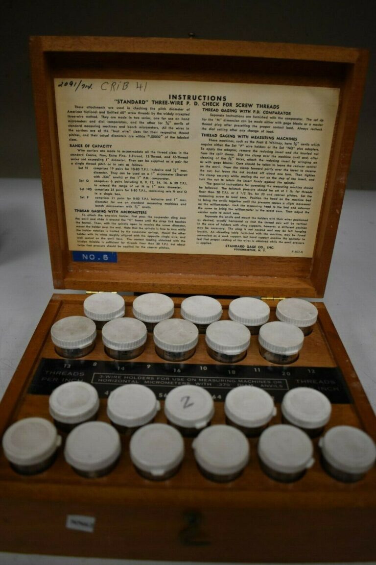 Standard Gage Thread Measuring 3-Wire Set (6 – 36 TPI, 60°) – NN62 ...