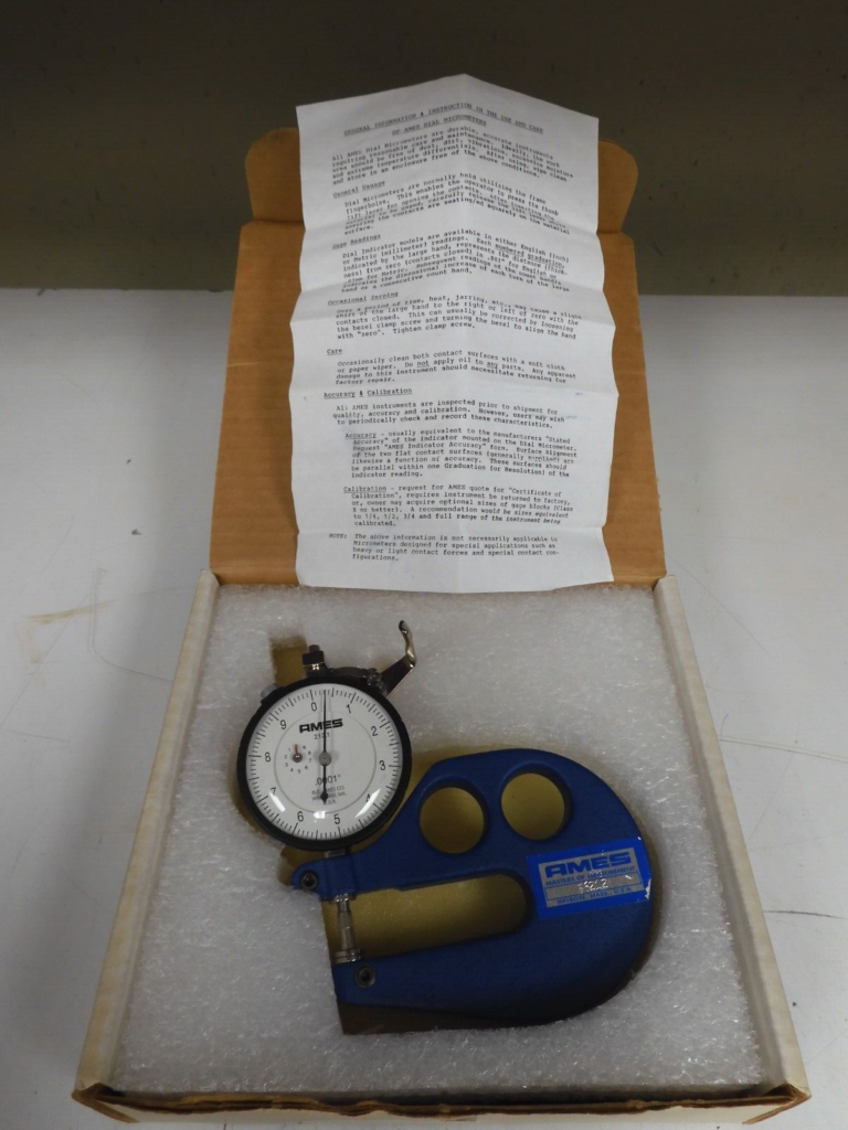 Ames – Dial Thickness Gage – .25"/.0001"- PM24 – Bullseye Calibration