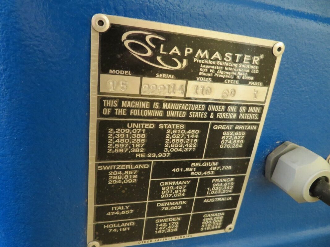 Crane Wolters Lapmaster model 15 Precision Open Face Flat Lapping ...