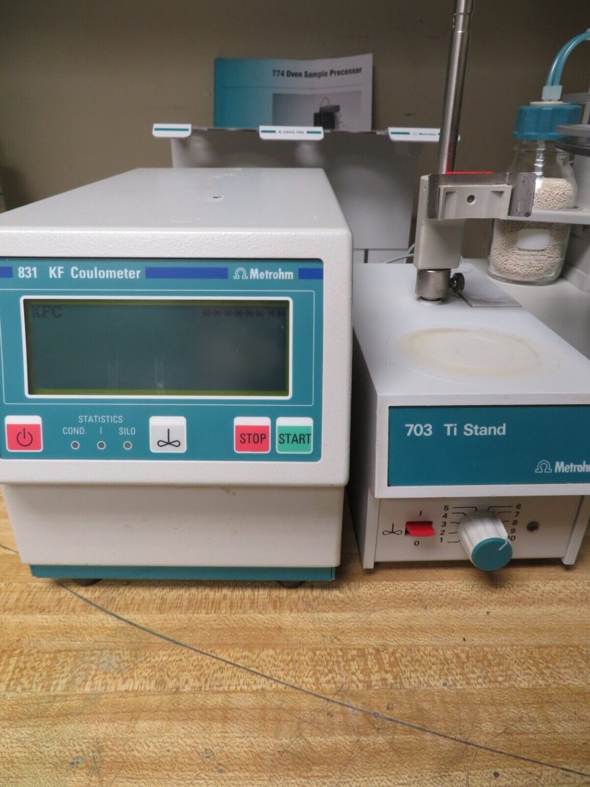 Metrohm 774 Oven Sample Processor 831 KF Coulometer 703 Ti Stand 846 ...