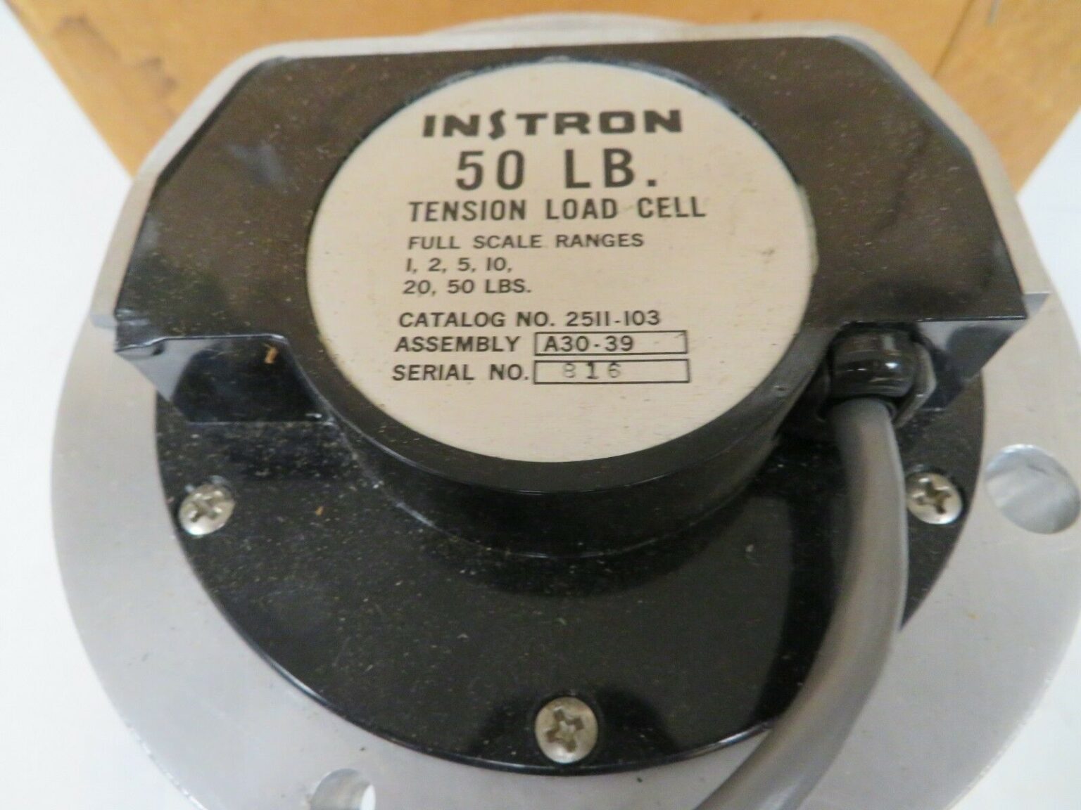 Instron 50 Lb Tension Load Cell Model 2511-103 1, 2, 5, 10, 20, 50 FS ...